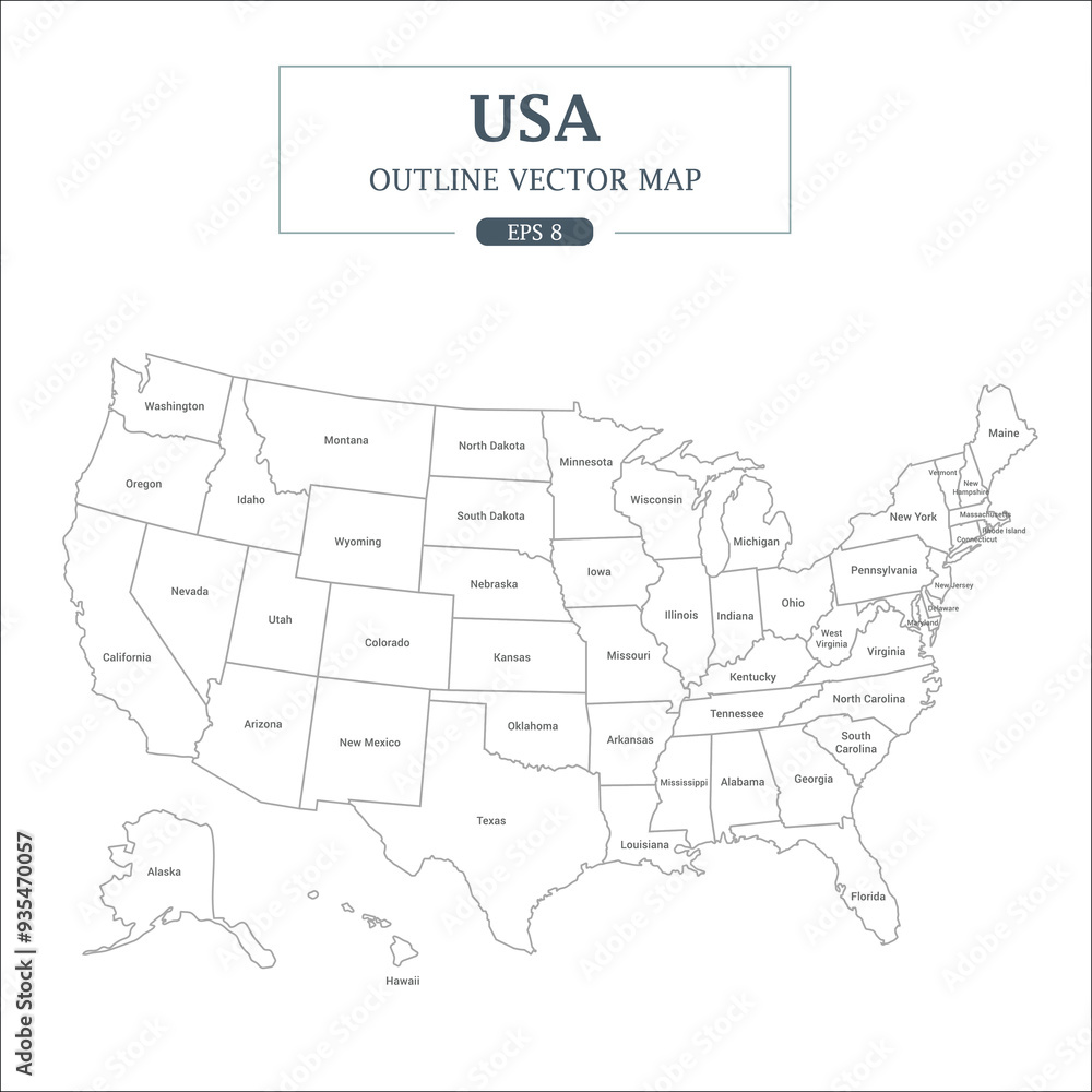 us map with state names , This is a map of the United States, with each ...