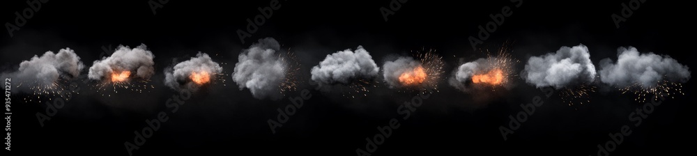 Expansion dust cloud animation, sprite sheet exhaust gas explosion ...