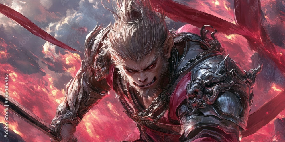 Journey to the West from Chinese mythology, portrait of Sun Wukong ...