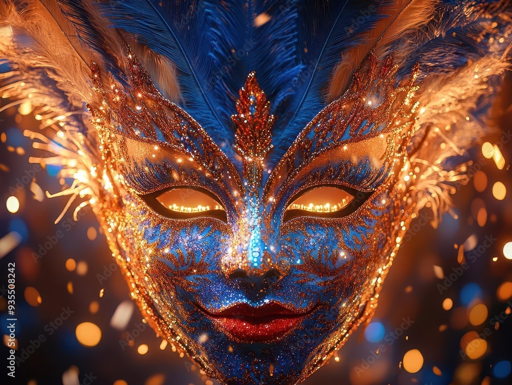 animatronic carnival mask with shifting led patterns feathers transform ...