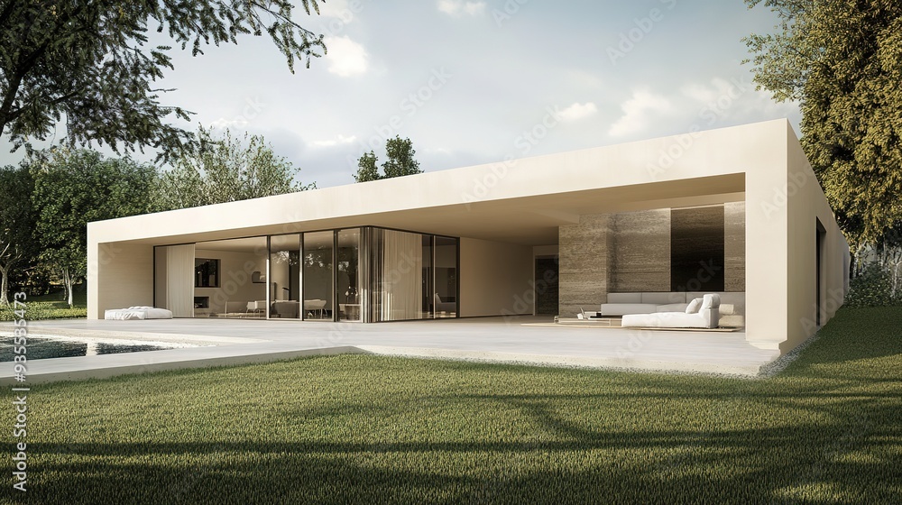 Modern Minimalist House in Beige: Sleek and Contemporary Architectural ...