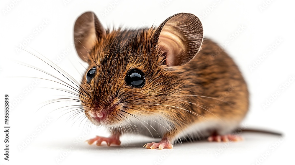 Cute Wood mouse Apodemus sylvaticus isolated on white background This ...