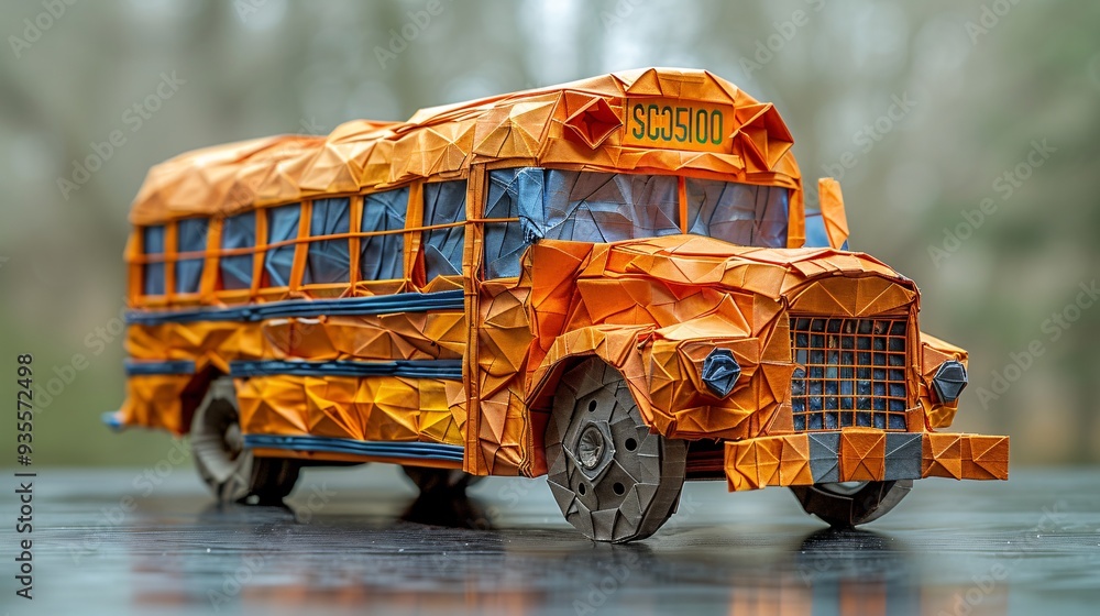 Whimsical Paper School Bus: Intricately Crafted Origami Artwork for ...