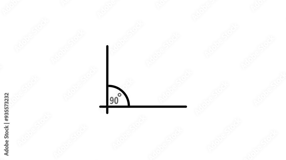 90 degree angle. Icon of 90 degree. Acute angle. Symbol for measure and ...