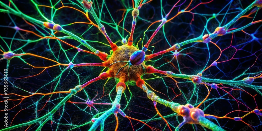 intricate details of ant's brain and ventral nerve cord in fluorescent ...