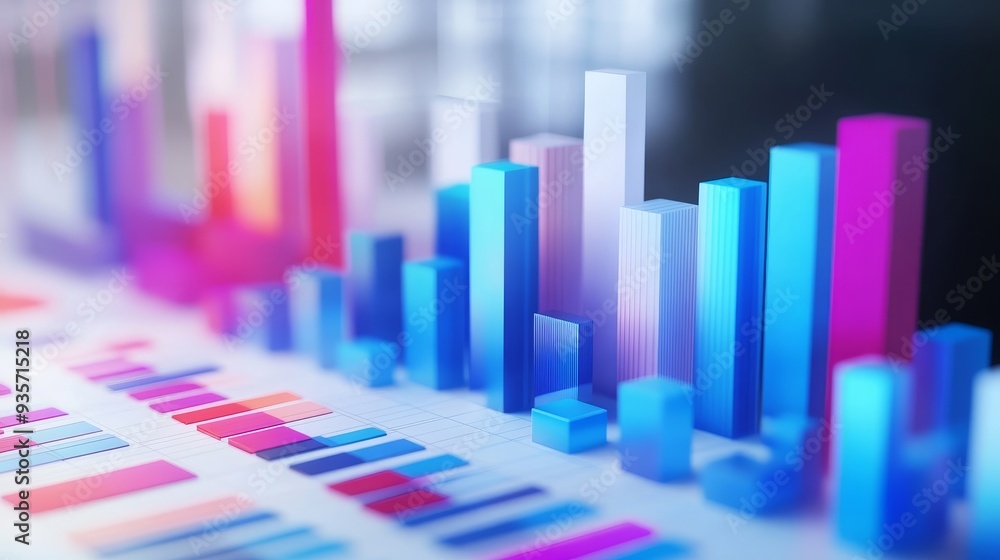 Abstract colorful bar graph chart on a data sheet background ...