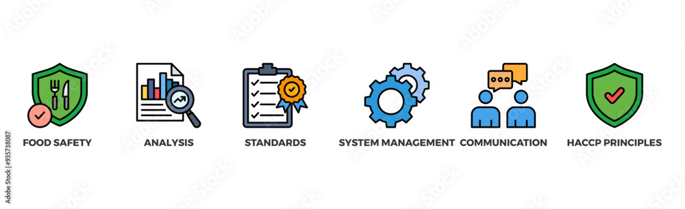 ISO 22000 banner web icon illustration concept for food safety standard ...