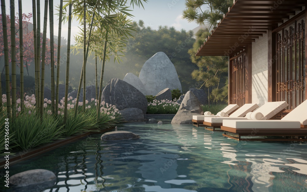 Relaxing Spa with Bamboo, Stone, and Water: Zen Nature Scenery for ...