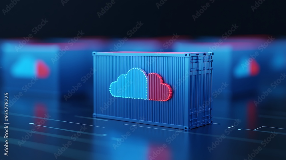 Digital representation of cloud computing technology with containers ...