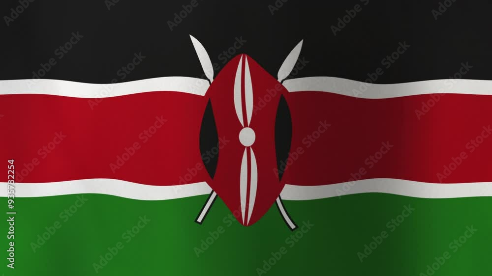 Flag of Kenya, 4K Seamless Loop Animation. Kenyan Flag 3D Flowing Cloth ...
