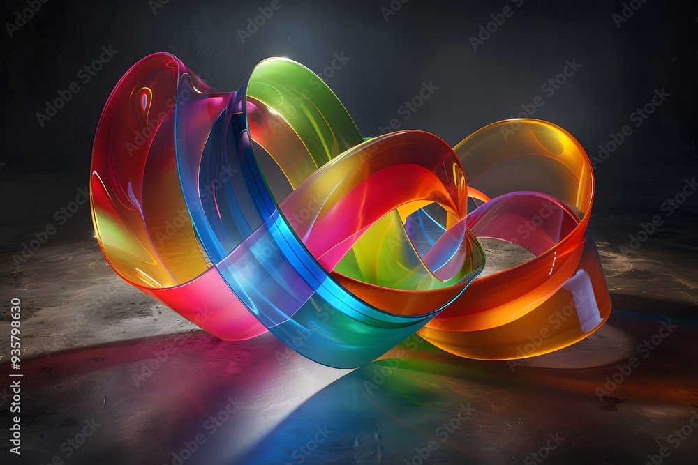 Vivid Rainbow Fabric Flowing in Breeze, Outdoor Art Installation ...