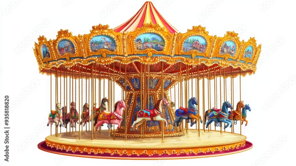 Carousel, also known as a merry-go-round, is a classic amusement park ...