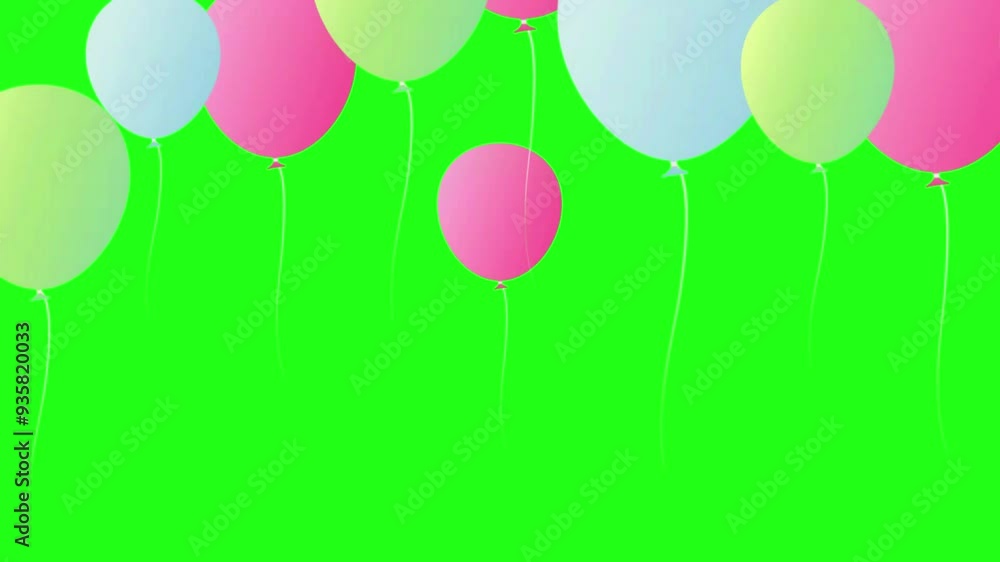 Balloon flying transparent screen backgrounds 4k, 3D Animation ...