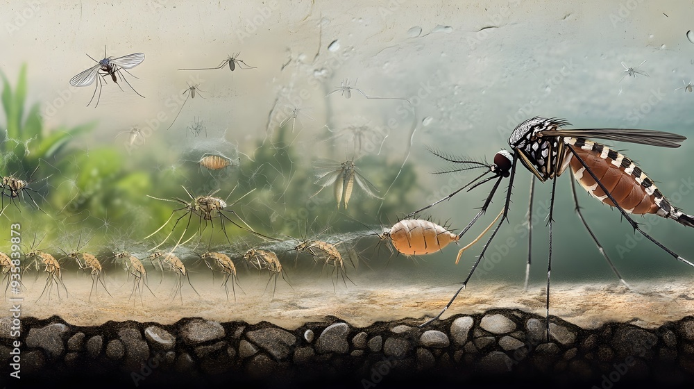 Detailed Infographic Illustrating the Complete Life Cycle of the Aedes ...