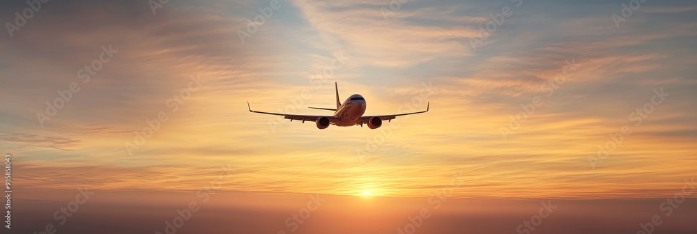 Airplane Flying into Sunset, Freedom, Travel, and Adventure - An ...