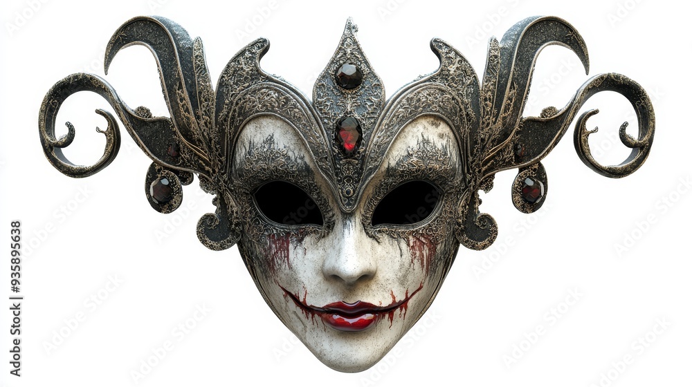 Scary Venetian Carnival Mask with Bloodstains - A white Venetian ...