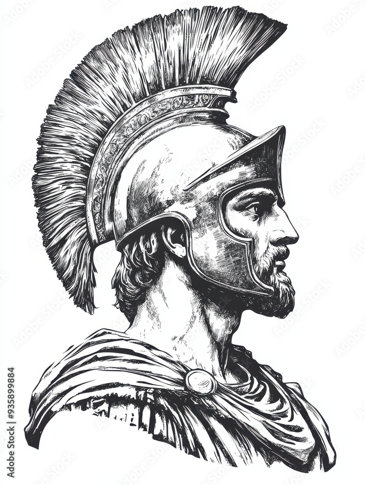 Black and white Vintage engraved art of a classic half-body portrait ...