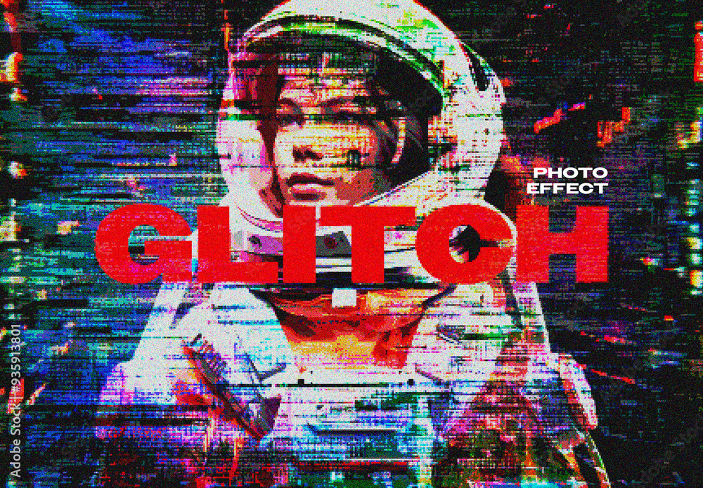 Glitch Pixels Screen Photo Effect Mockup With Generative AI Stock ...