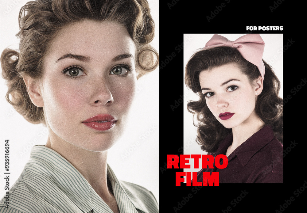 Retro Cinematic Poster Photo Effect Mockup Stock Template | Adobe Stock