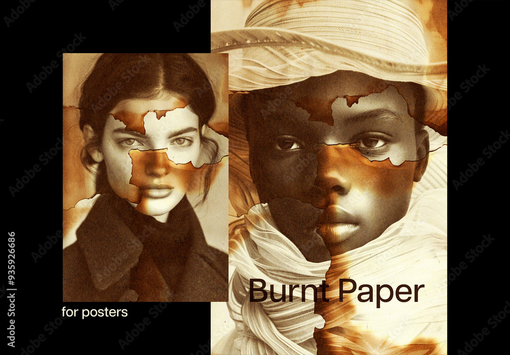 Burnt Paper Poster Photo Effect Mockup Stock Template | Adobe Stock