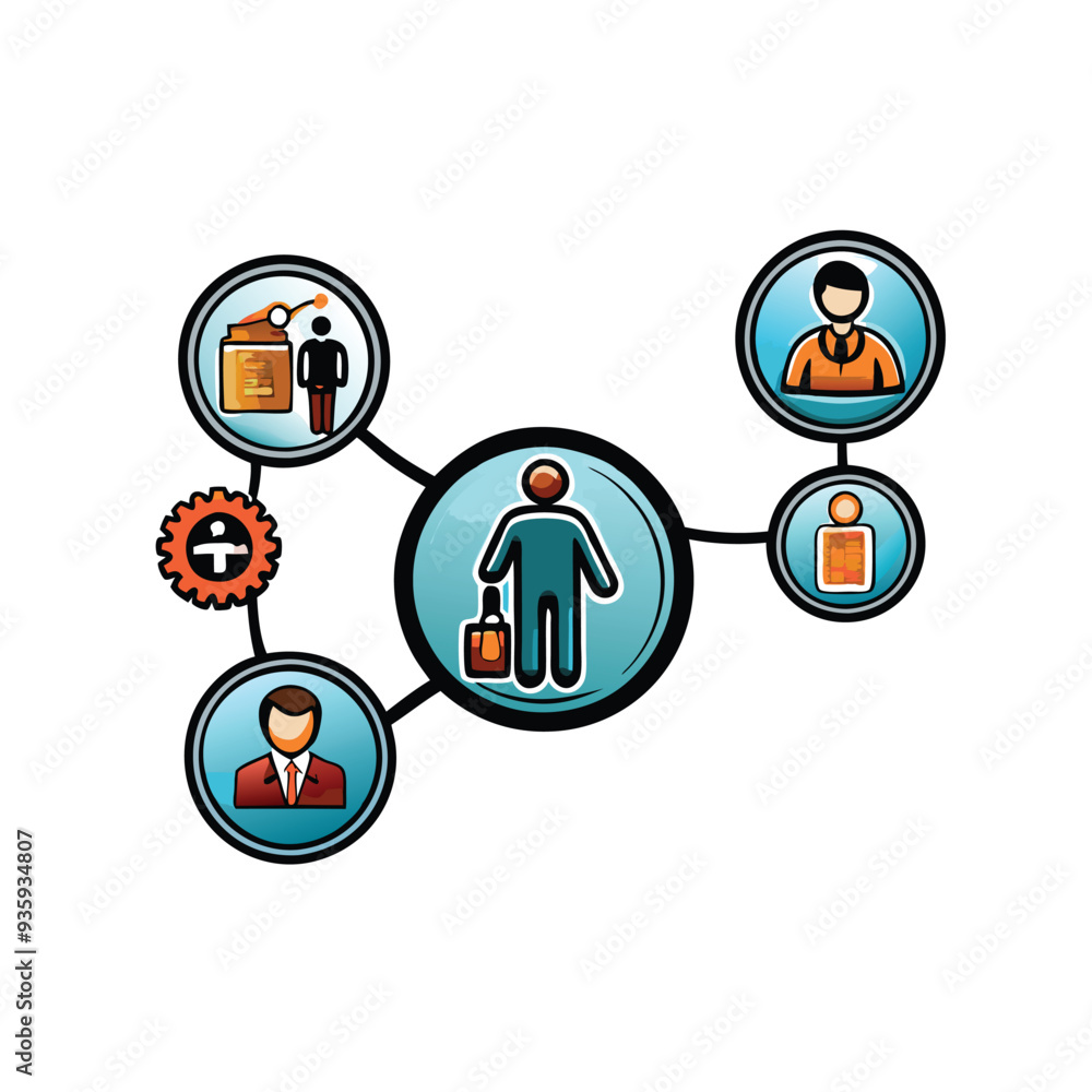 A vector illustration of the employee onboarding journey, showing the ...