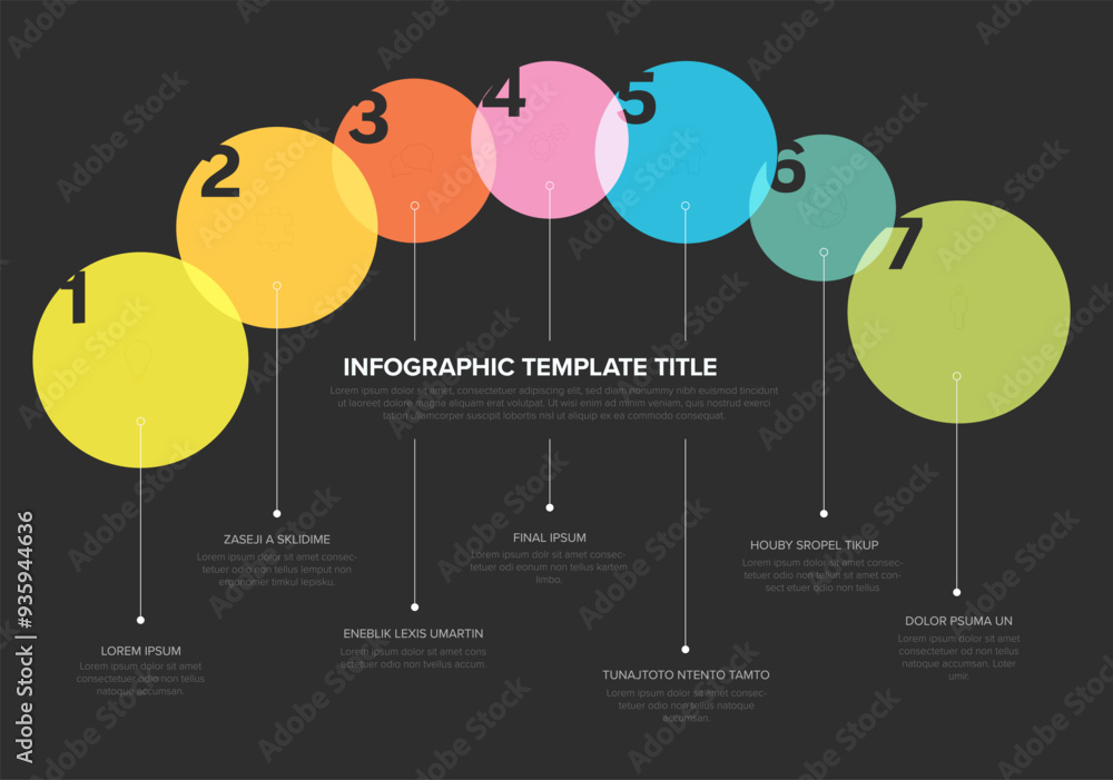 Vecteur Stock Vector steps infochart template with highlighted circle ...