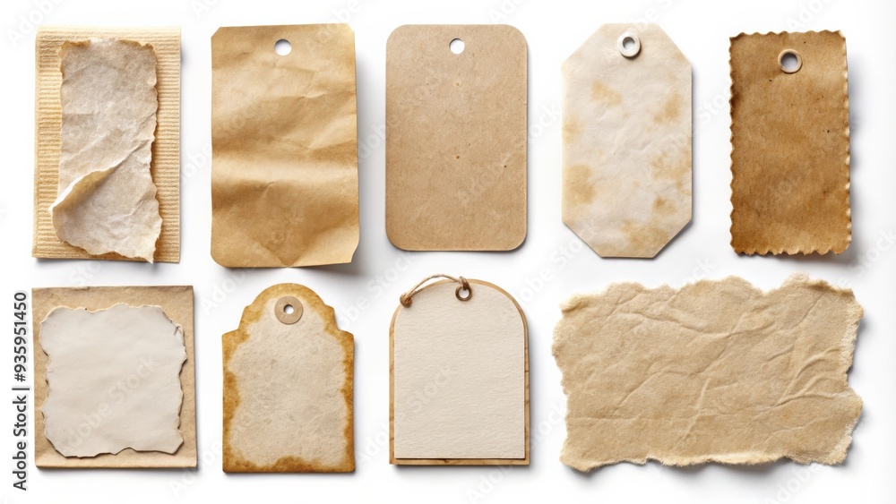 Collection of blank old sticker, label, and price tag templates for ...