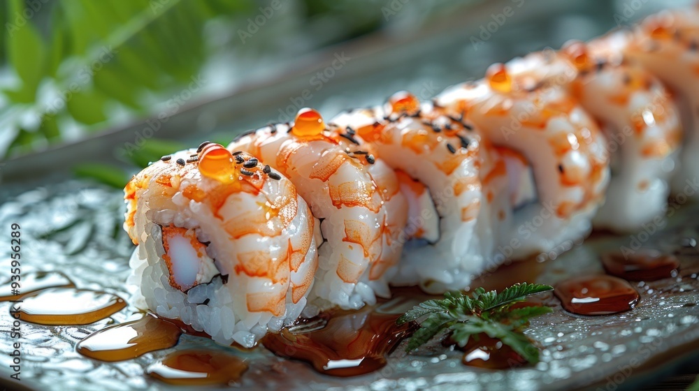 Sushi - Japanese rice rolls with seafood and soy sauce Stock Photo ...