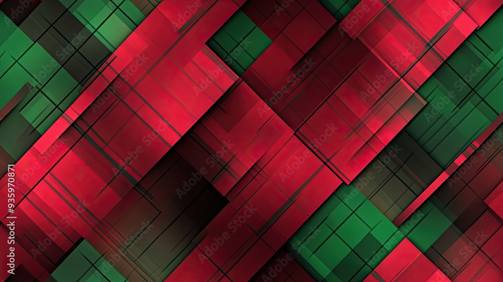 This vibrant red tartan pattern features intricate diagonal squares and ...