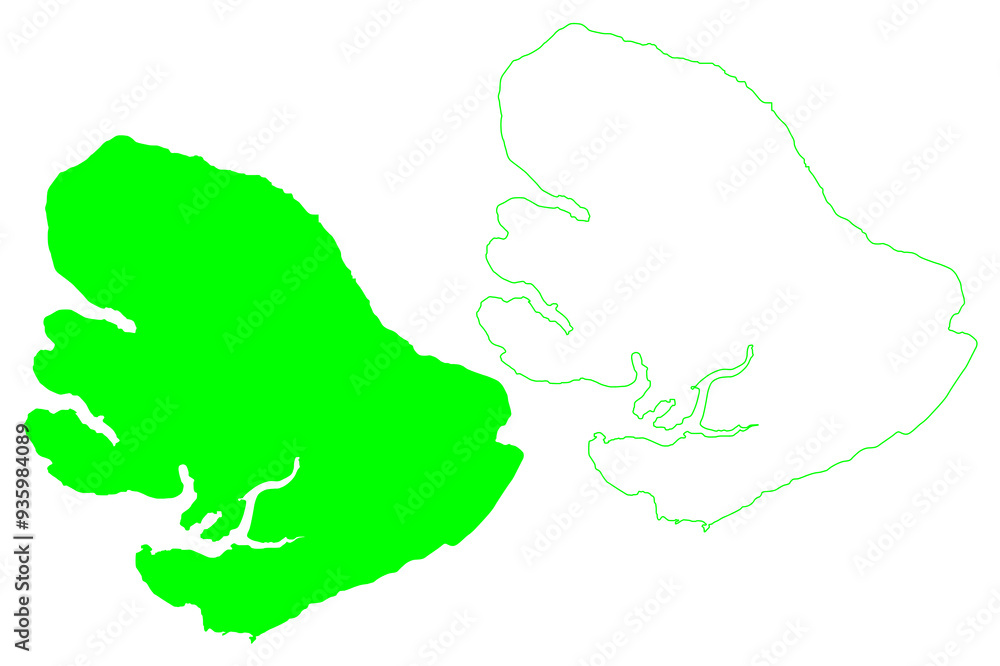 Disko island (Kingdom of Denmark, Greenland, North America) map vector ...