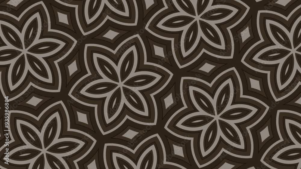 Ornate kaleidoscopic floral pattern motion background animation with ...