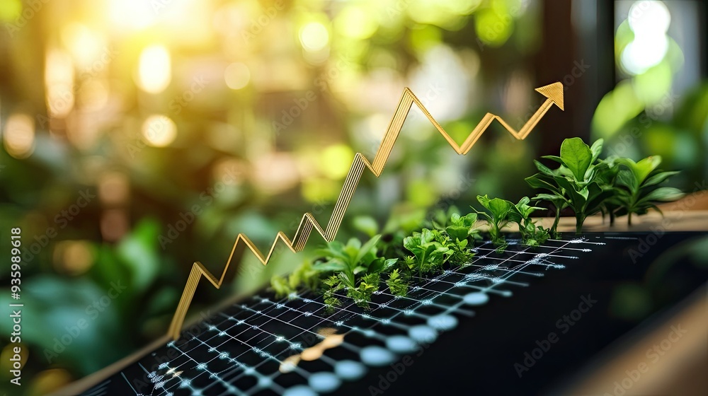 Business Growth and development chart of company. arrows pointing up ...