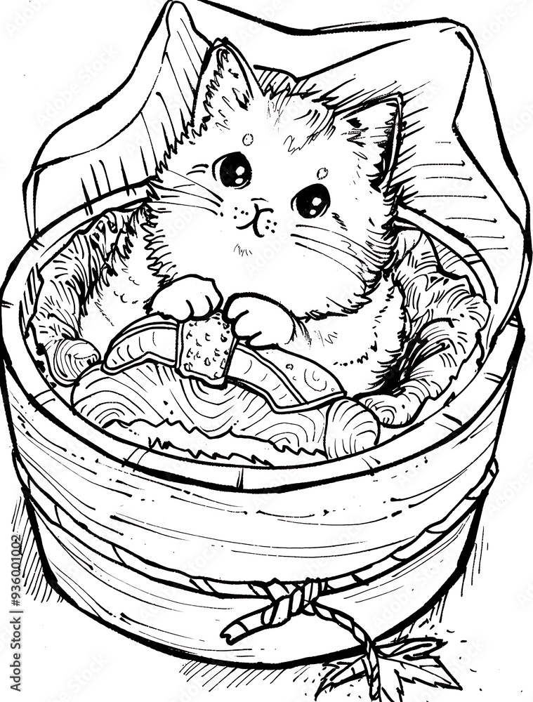 coloring pages of cats in a basket coloring pages of cats in a basket ...