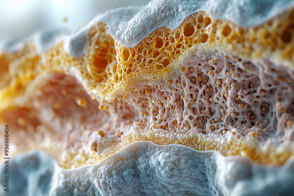 Cross-section of human skin revealing layers of collagen and vitamin ...