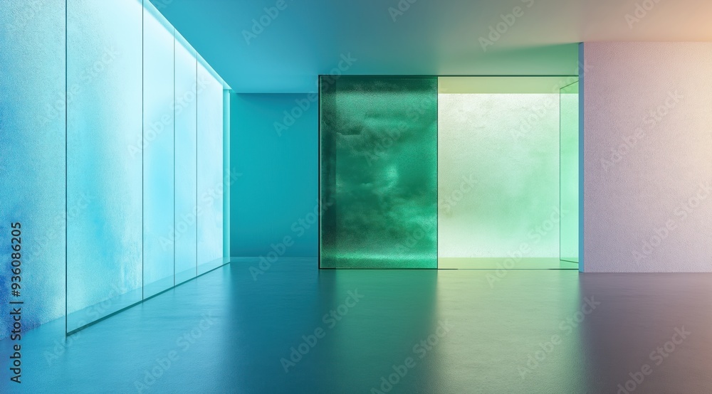 room wall gallery floor space minimalist spotlights beams exhibition ...