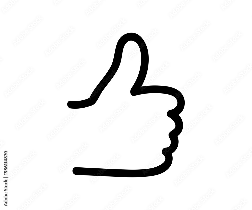 Thumbs up icon. Black line thumb up symbol. Like vector illustration ...