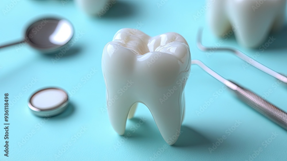 Large, single, healthy white tooth, three smaller teeth which appear to ...
