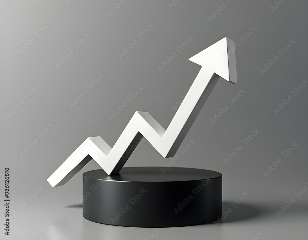 3D growth chart symbol rendered in a minimalist style, featuring a ...
