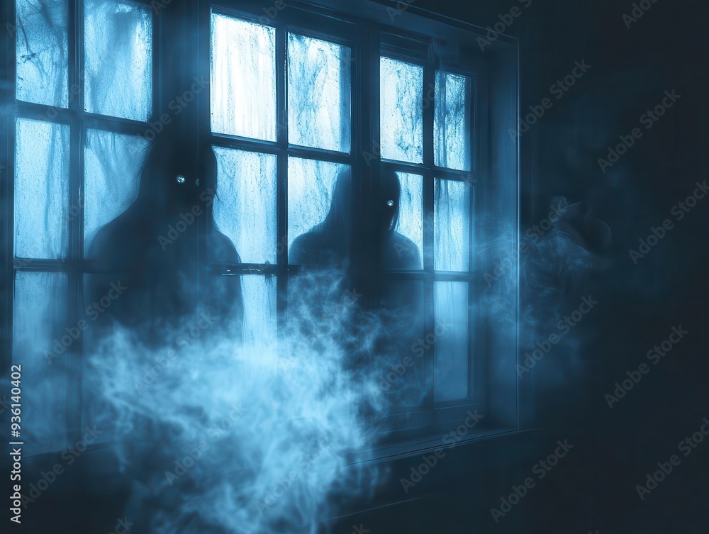 Scary Halloween night haunted stories with ghostly apparitions floating ...