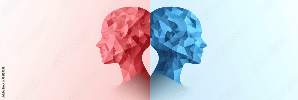 Mental Health Brochure. Bipolar Disorder Concept with Split Personality ...