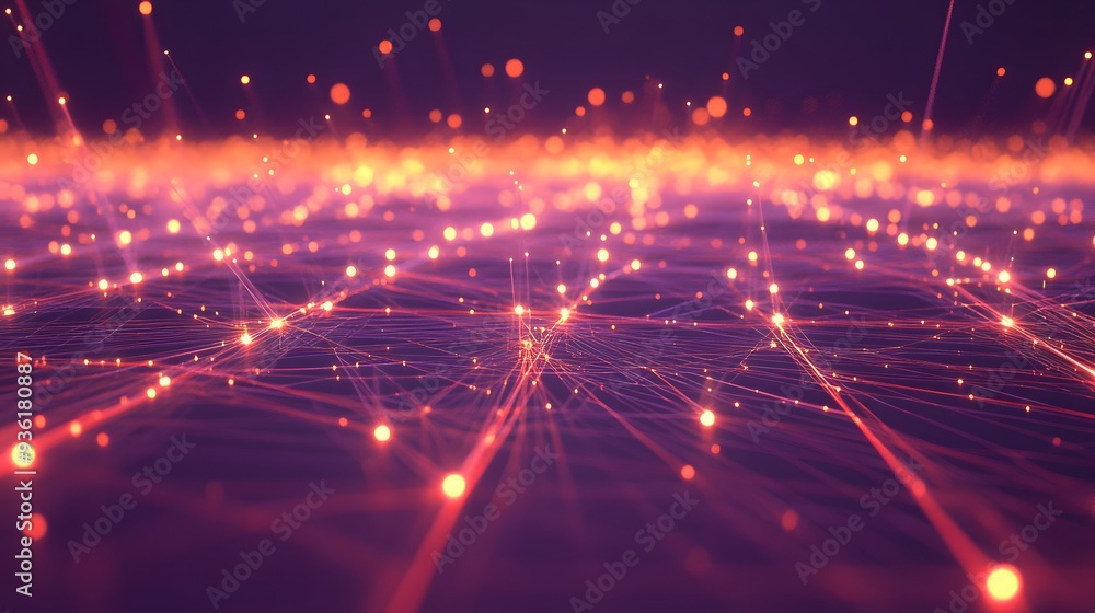 32. A 3D model of a virtual network with interconnected nodes and ...