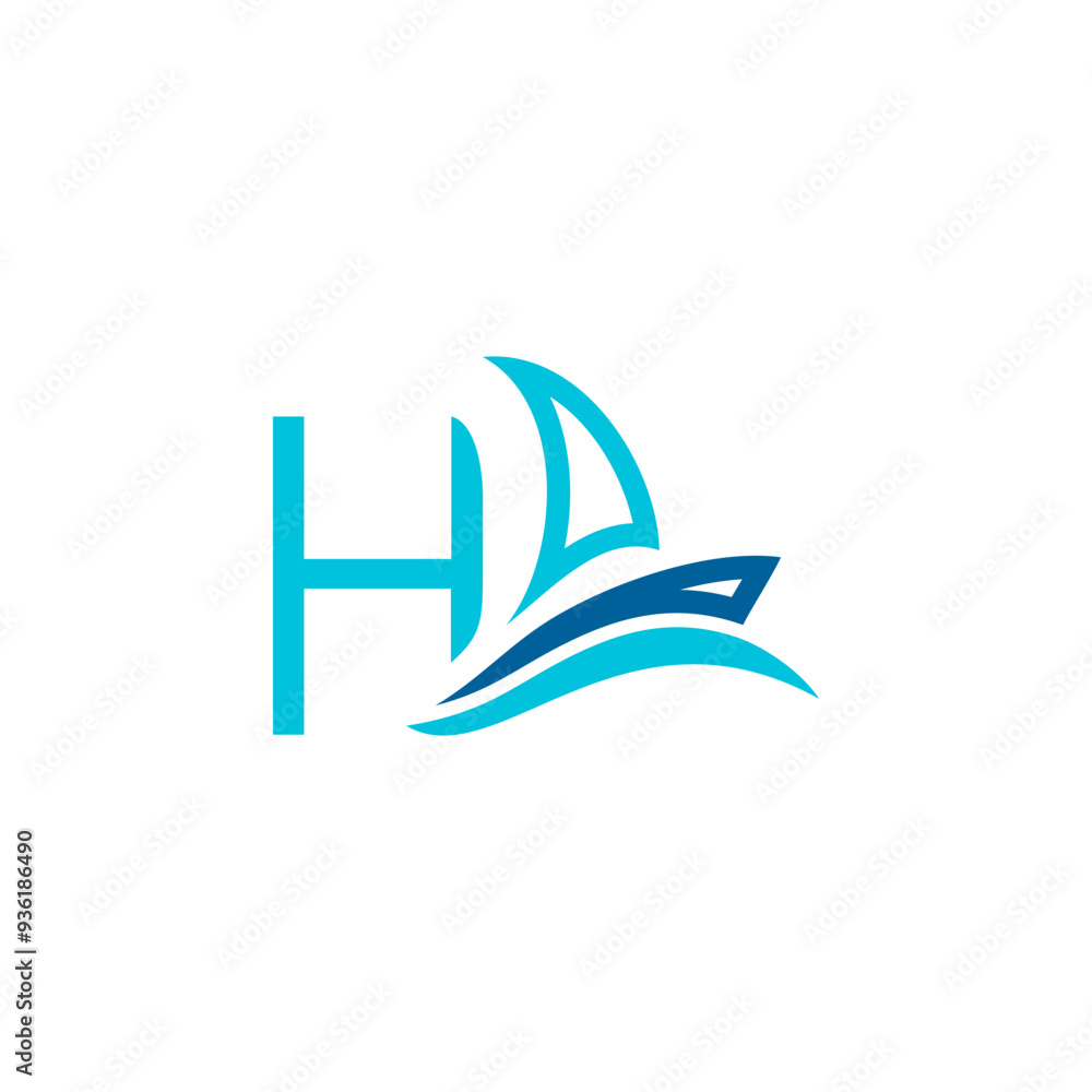 vector logo combination of sailing ship or boat with letters, initials ...