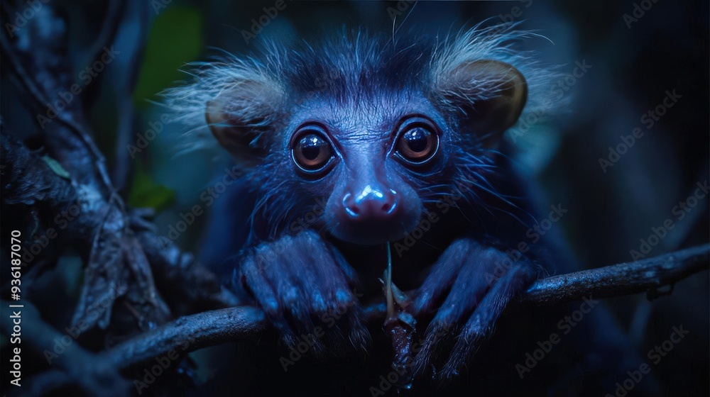 4K Realistic Aye-aye using long middle finger to fish for grubs ...