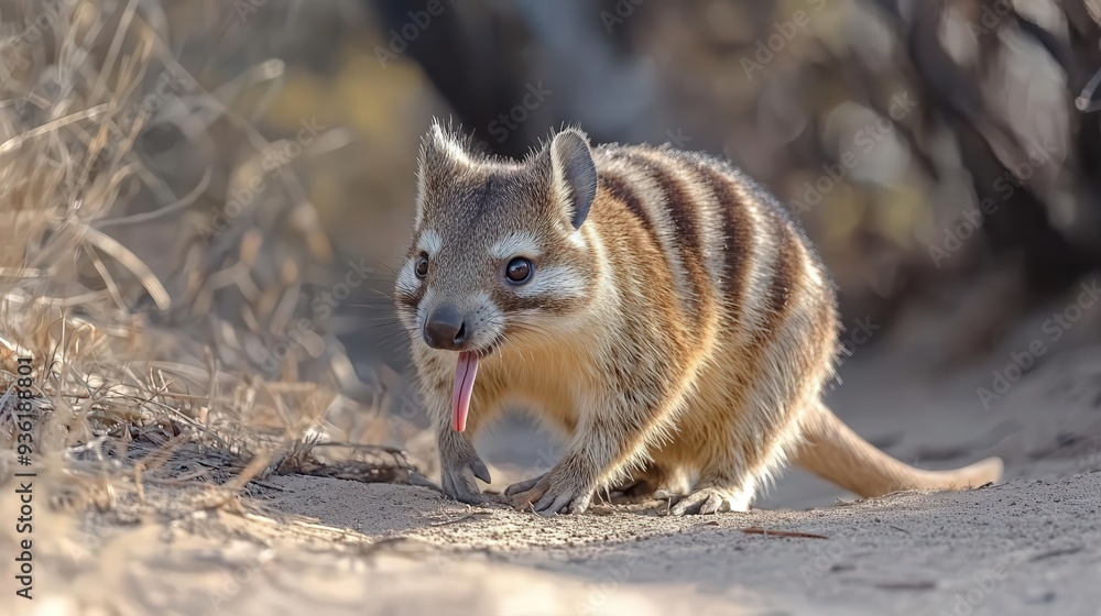 4K Realistic Numbat foraging for termites, Australian outback, long ...