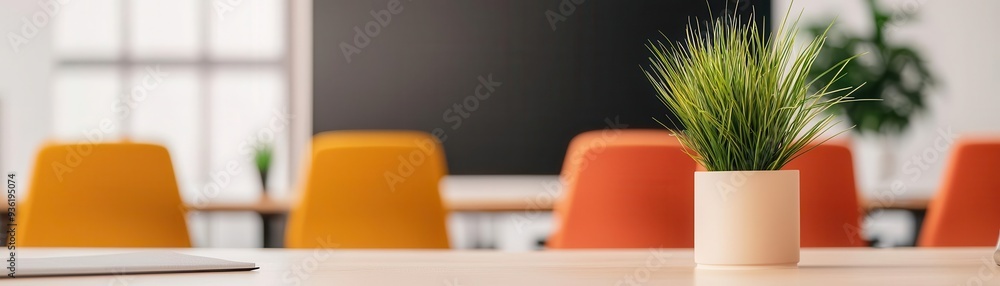 Collaborative workspace featuring flexible seating, shared desks, and ...