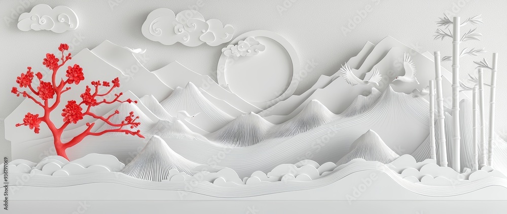 Japanese background with Asian icons and symbols. Traditional Asian ...