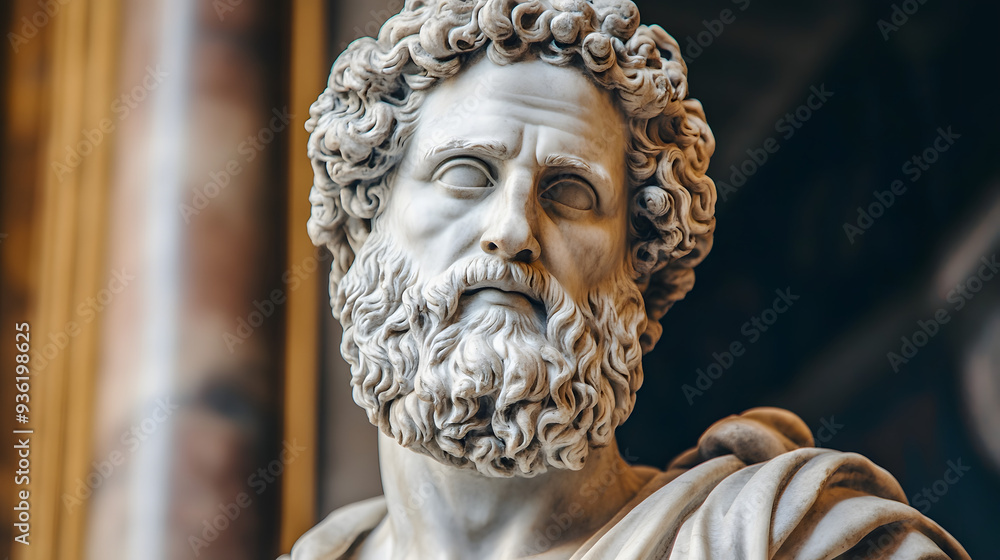 Greek sculpture of an old stoic man, roman god statue, epic pose stoic ...