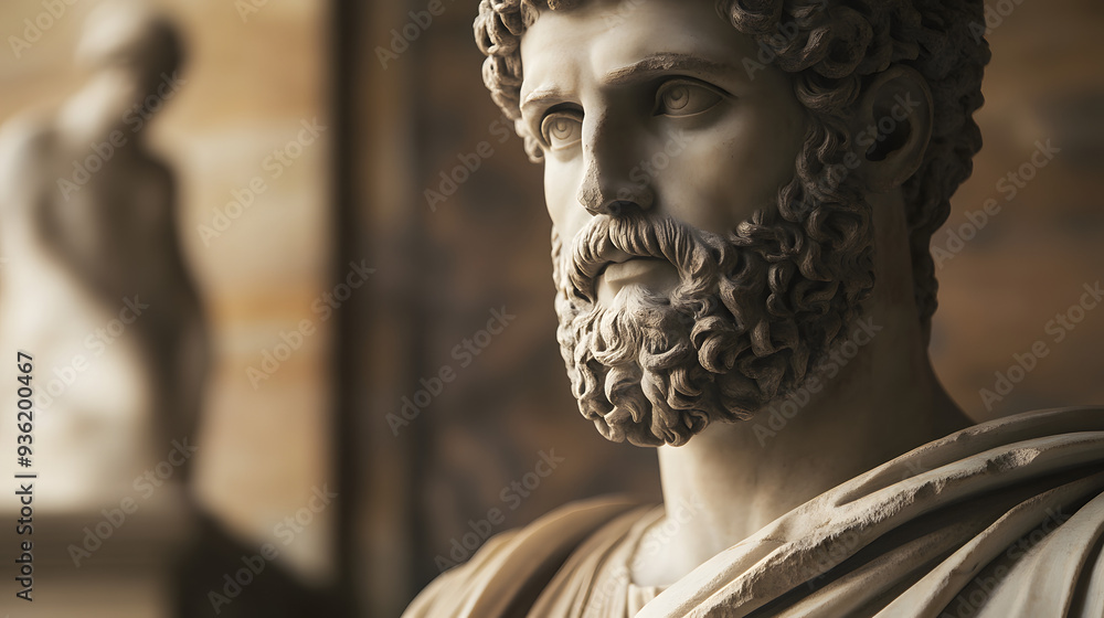 Greek sculpture of an old stoic man, roman god statue, epic pose stoic ...