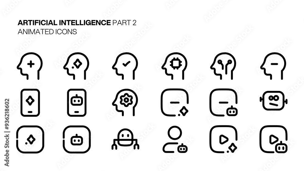 Animated Artificial Intelligence Icons Pack - AI, Brain Chip, Human AI ...