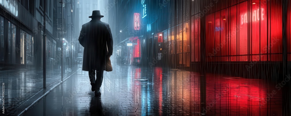 Private investigator following a trail of clues in a gritty urban ...